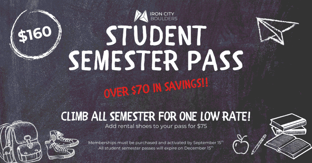 Student Semester Pass - Iron City Boulders